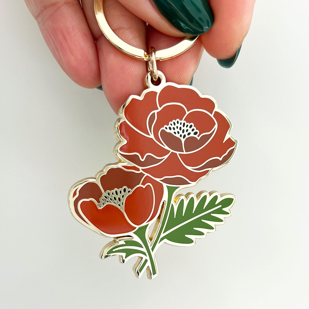 Isabelle Poppy Flower Keychain Keychain | Cute Flower Keychain | Poppy ...