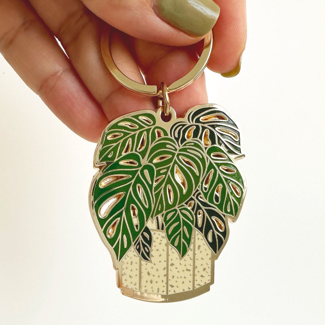Swiss Monstera Plant Keychain | Plant Keychain | Key Ring | Key Fob ...