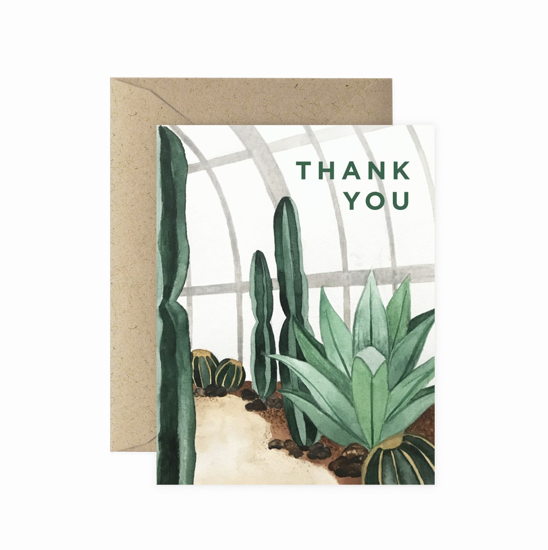 Cactus Conservatory Thank You Card | Plant Lover Greeting - Etsy