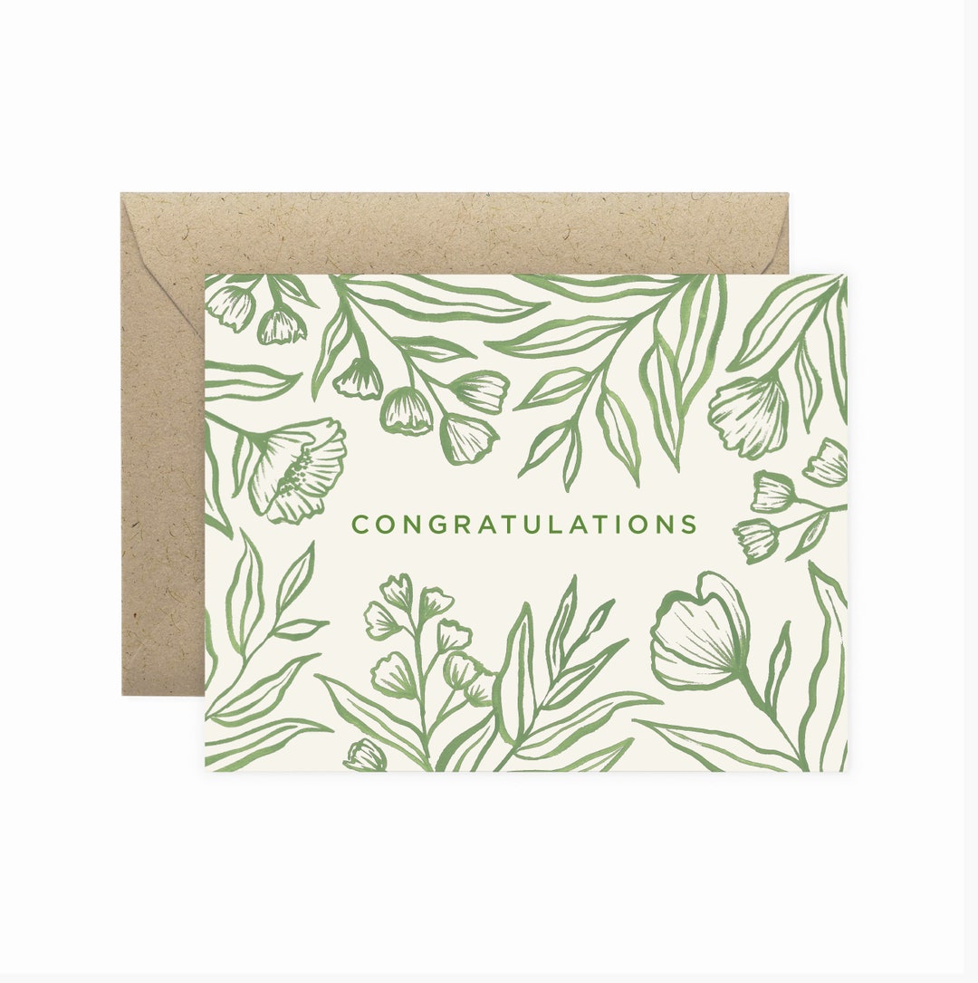Congratulations Botanical Greeting Card | Plant Lady Card | Plant Card ...