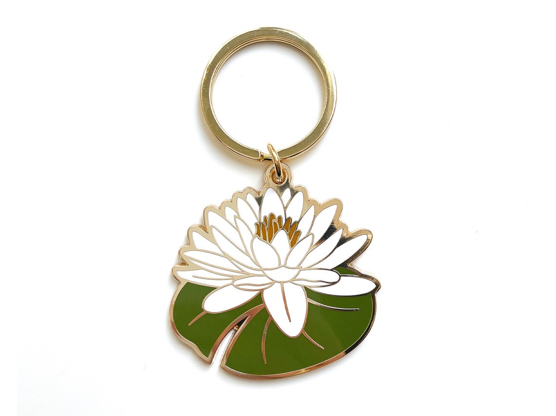 Lillian Water Lily Enamel Keychain Cute Plant Keychain - Etsy
