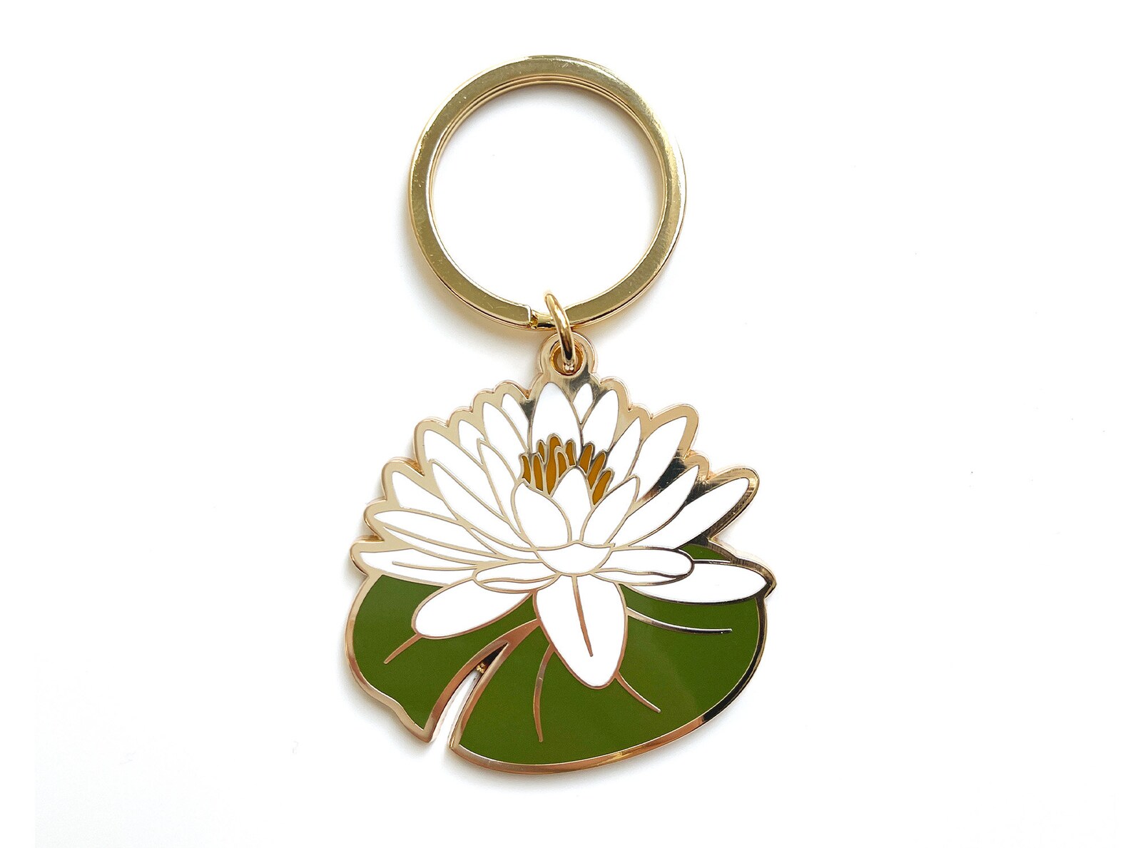 Lillian Water Lily Enamel Keychain Cute Plant Keychain - Etsy