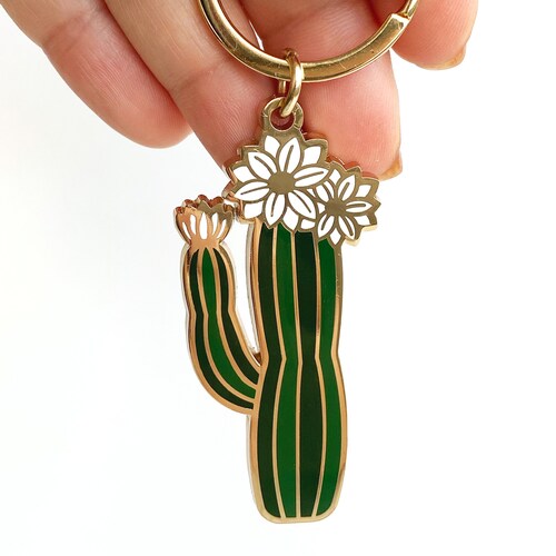 Blooming Cacti Enamel Keychain Cute Flower Keychain Cactus | Etsy