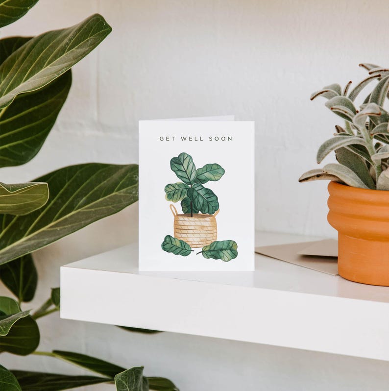 Fiddle Leaf Fig Get Well Soon Greeting Card | Plant Lover Card - Etsy