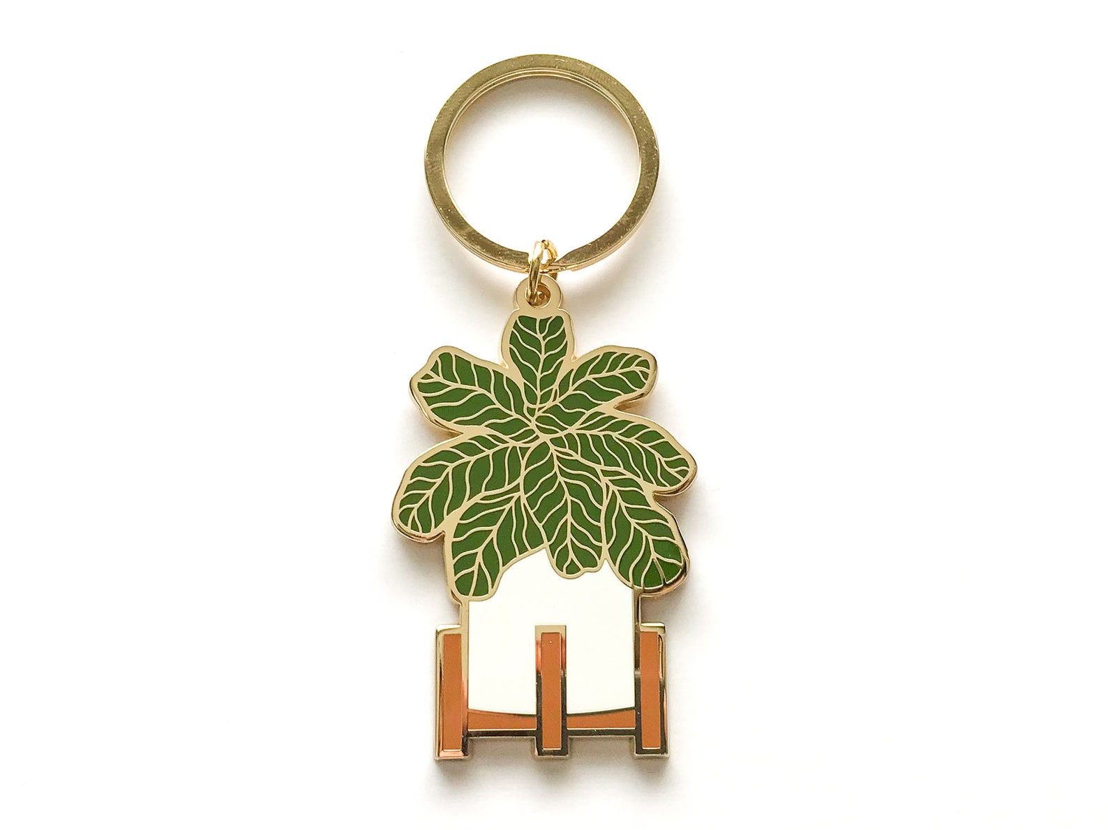 Fiddle Leaf Fig Enamel Keychain Cute Plant Keychain Mid - Etsy