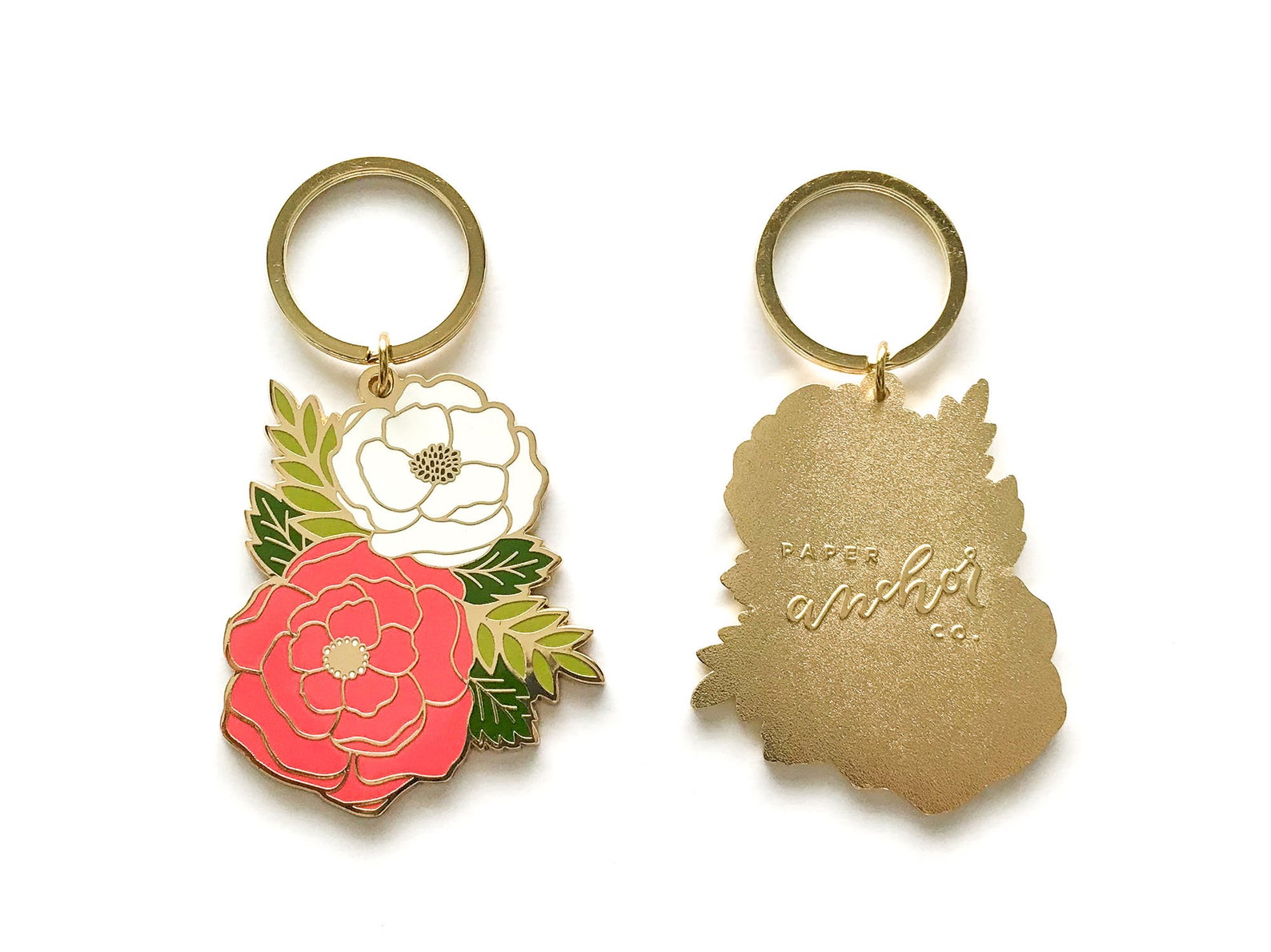 Irene Floral Enamel Keychain Cute Flower Keychain Peony - Etsy