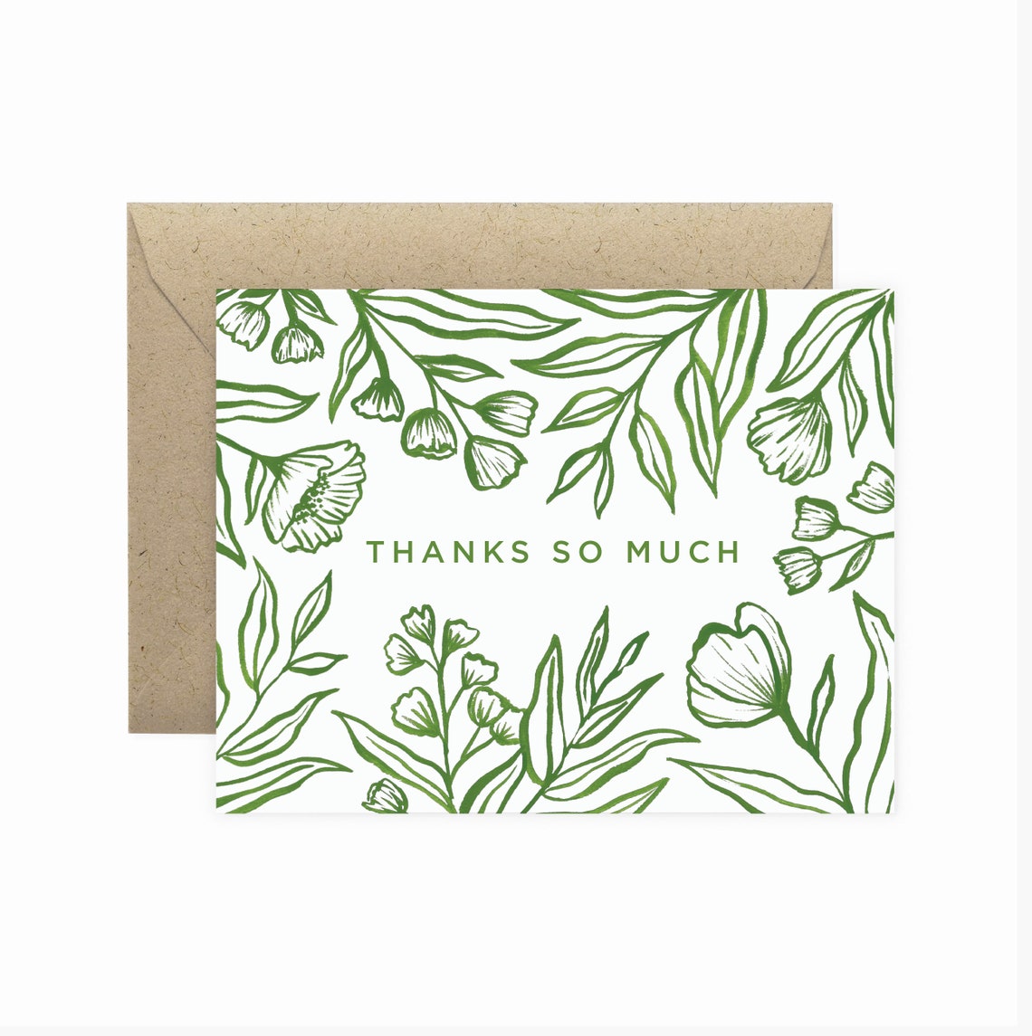 Thanks Botanical Greeting Card Thank You Card Greeting - Etsy