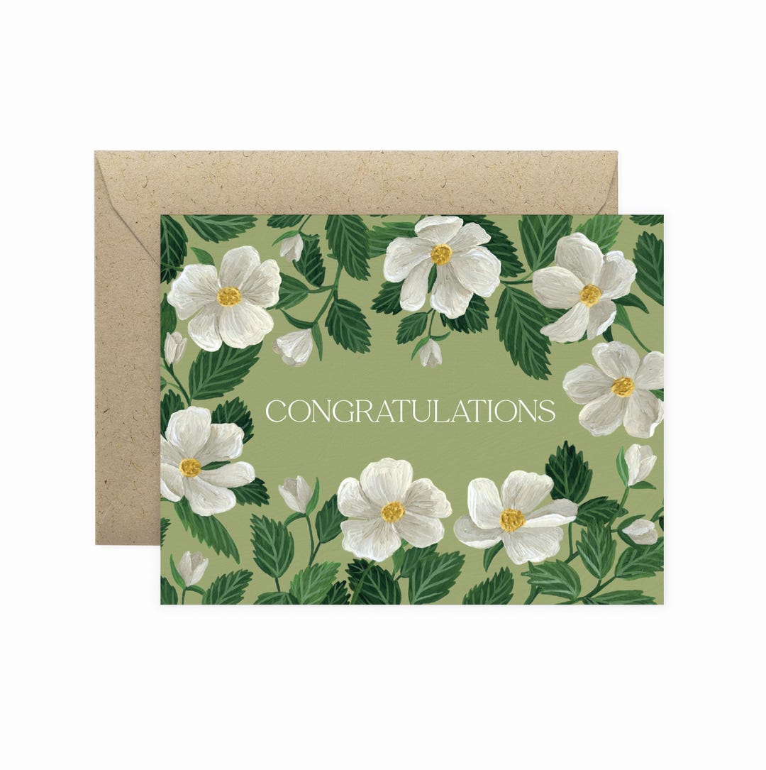 Rosa Floral Congratulations Card | Hand-painted, Plant Lover Gift - Etsy