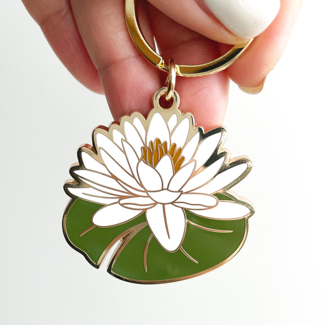Lillian Water Lily Flower 18k Gold Plated Keychain - Etsy