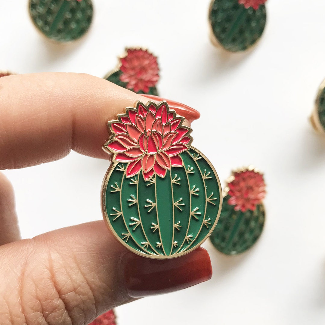 Julia Blooming Cactus Enamel Pin | Cute Cactus Enamel Pin | Enamel Pins ...