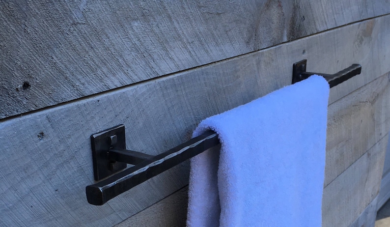 Rustic Wrought Iron Towel Bar - Etsy