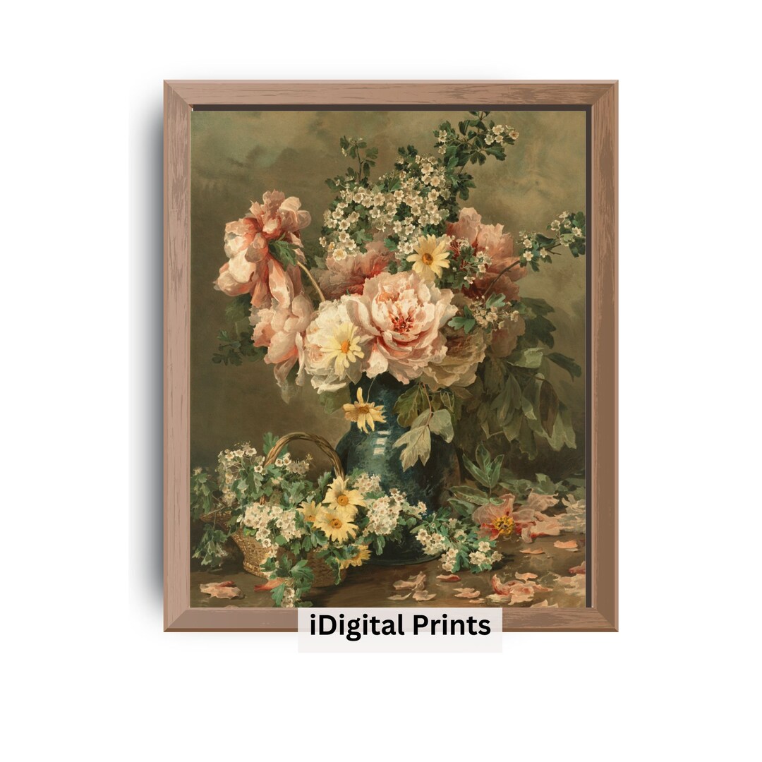 Vintage Flower Print, Cottage Wall Art Decor, Vintage Flowers Art Print ...