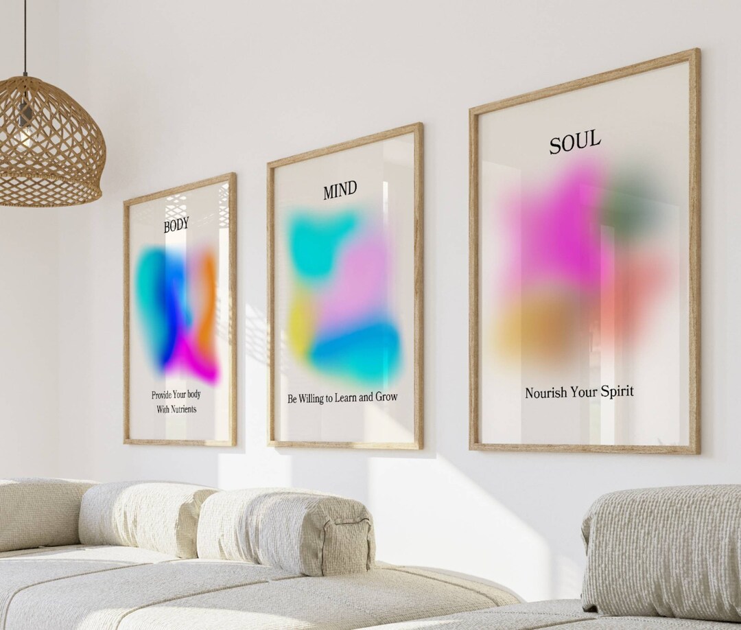 AURA Posters Set of 3, Aura PRINTABLE Art, Spiritual Wall Art, Gradient ...