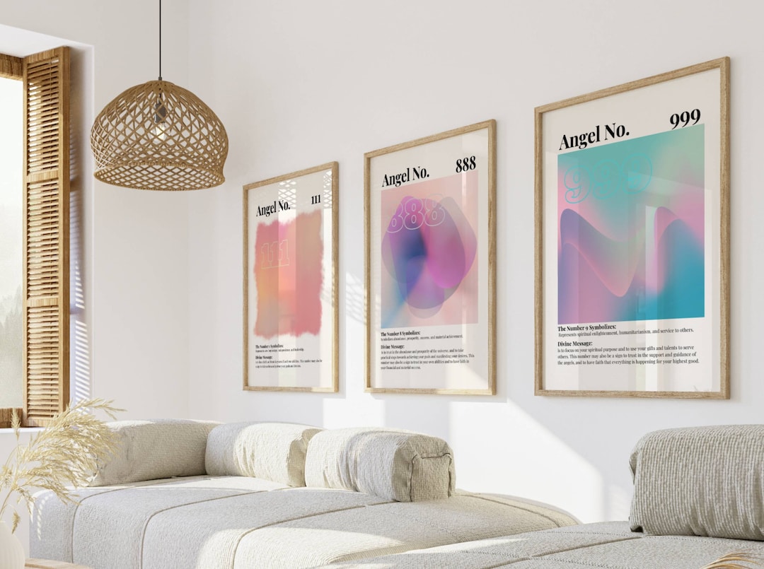 Aura Poster Gradient Angel Number Poster Set of 3 Affirm Print, Trendy ...