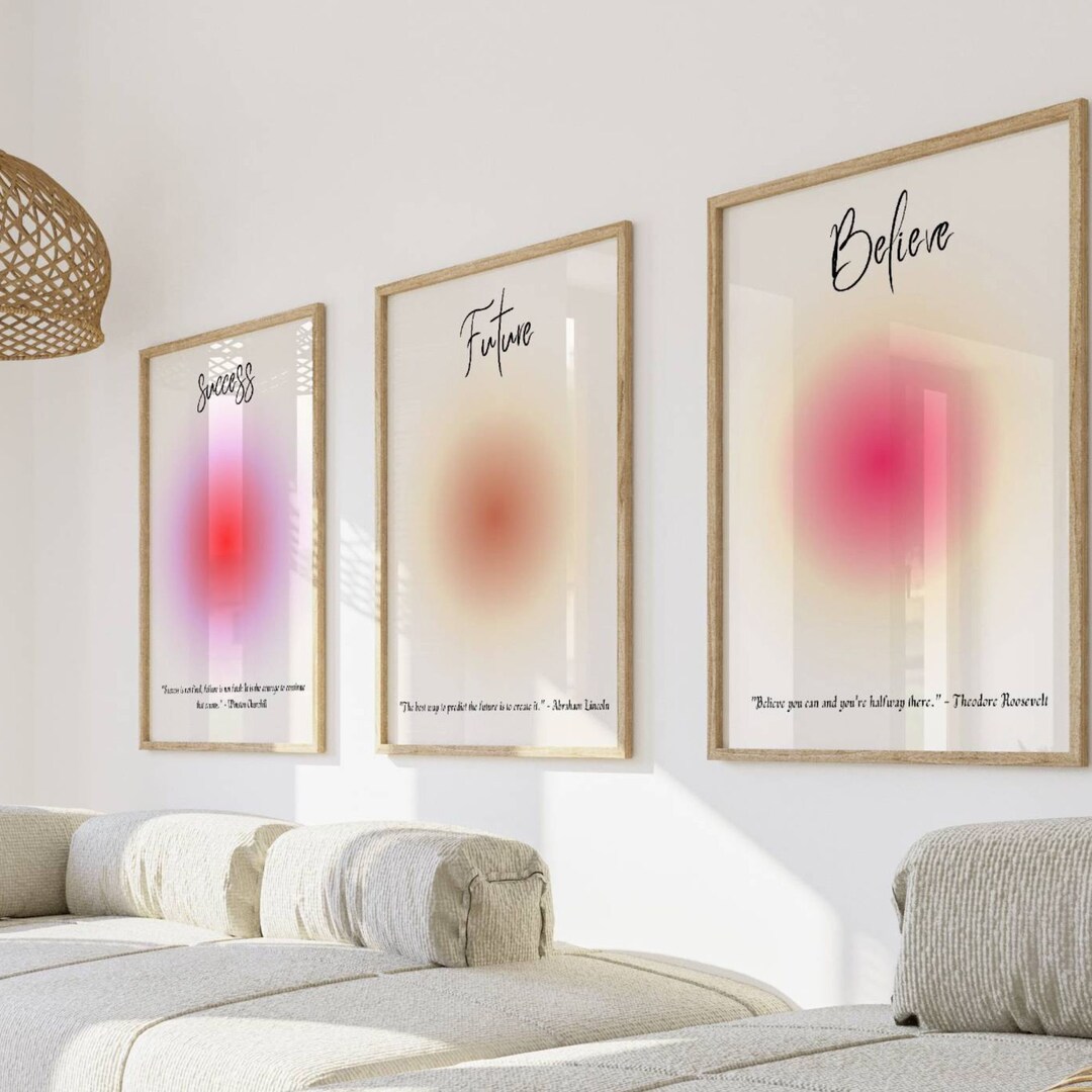 MOTIVATIONAL Quotes Aura Posters Set of 3 Spiritual Wall Art Gradient ...