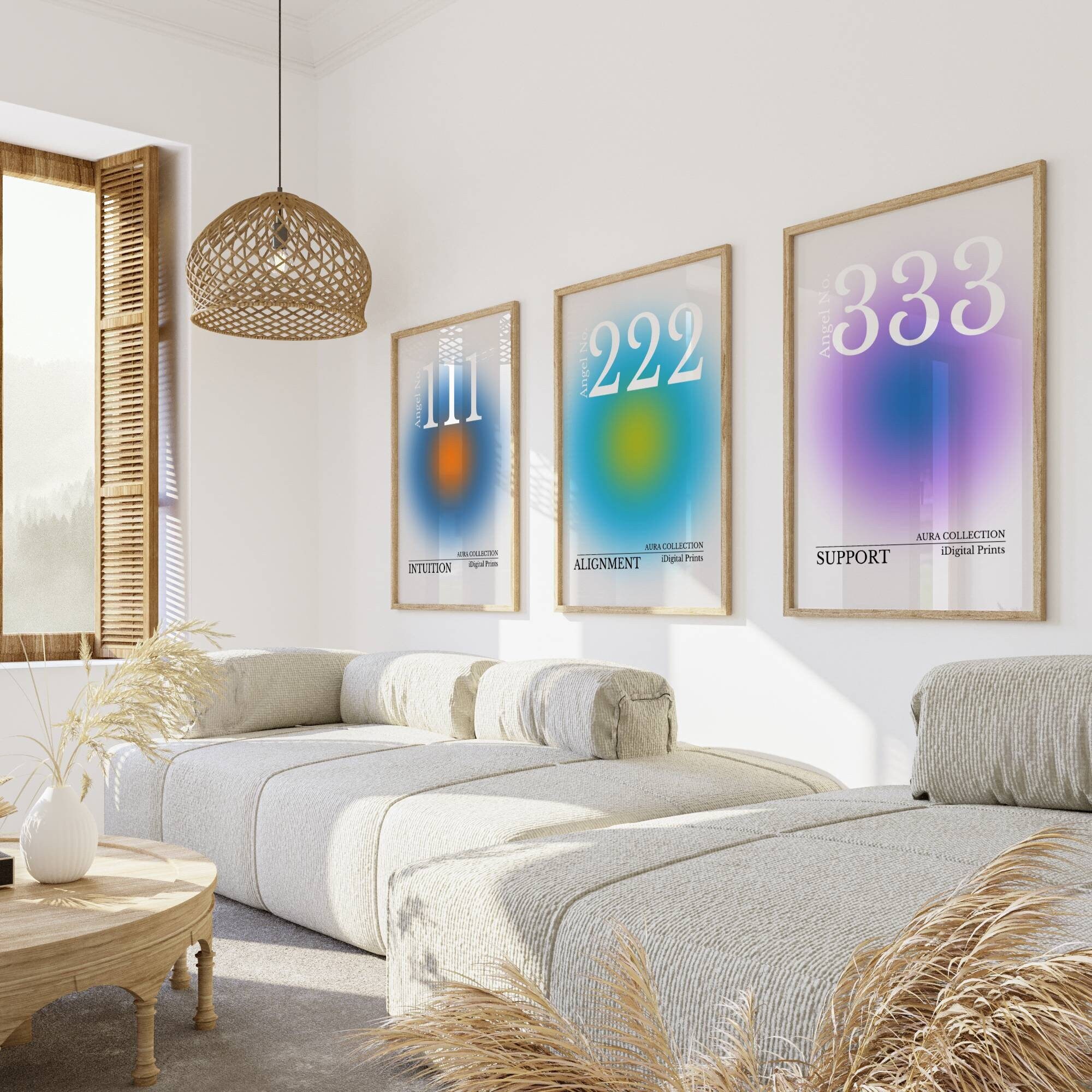 Aura Poster SET OF 3 Abstract Angel Number Print Set, Spiritual Wall ...