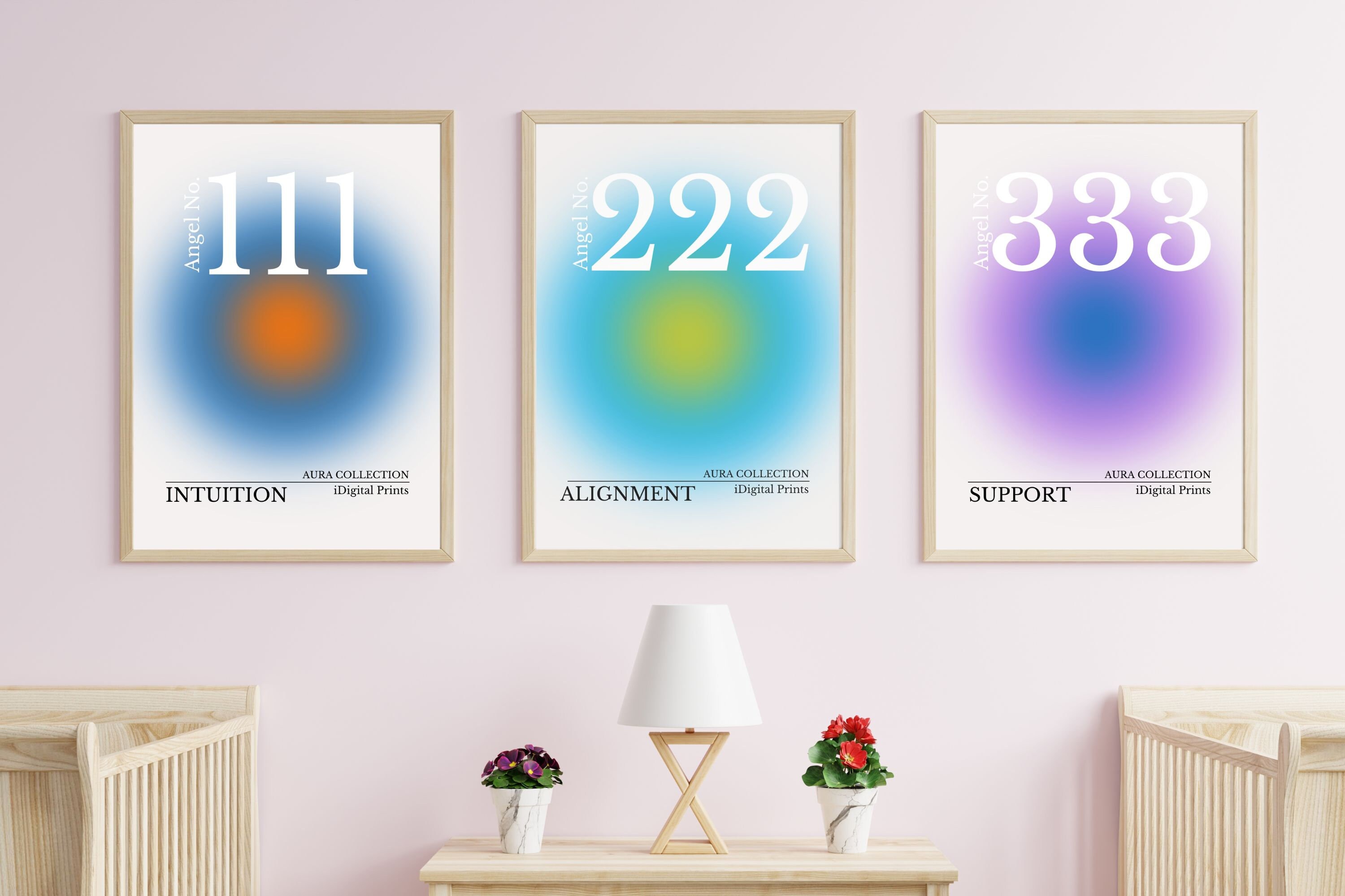 Aura Poster SET OF 3 Abstract Angel Number Print Set, Spiritual Wall ...