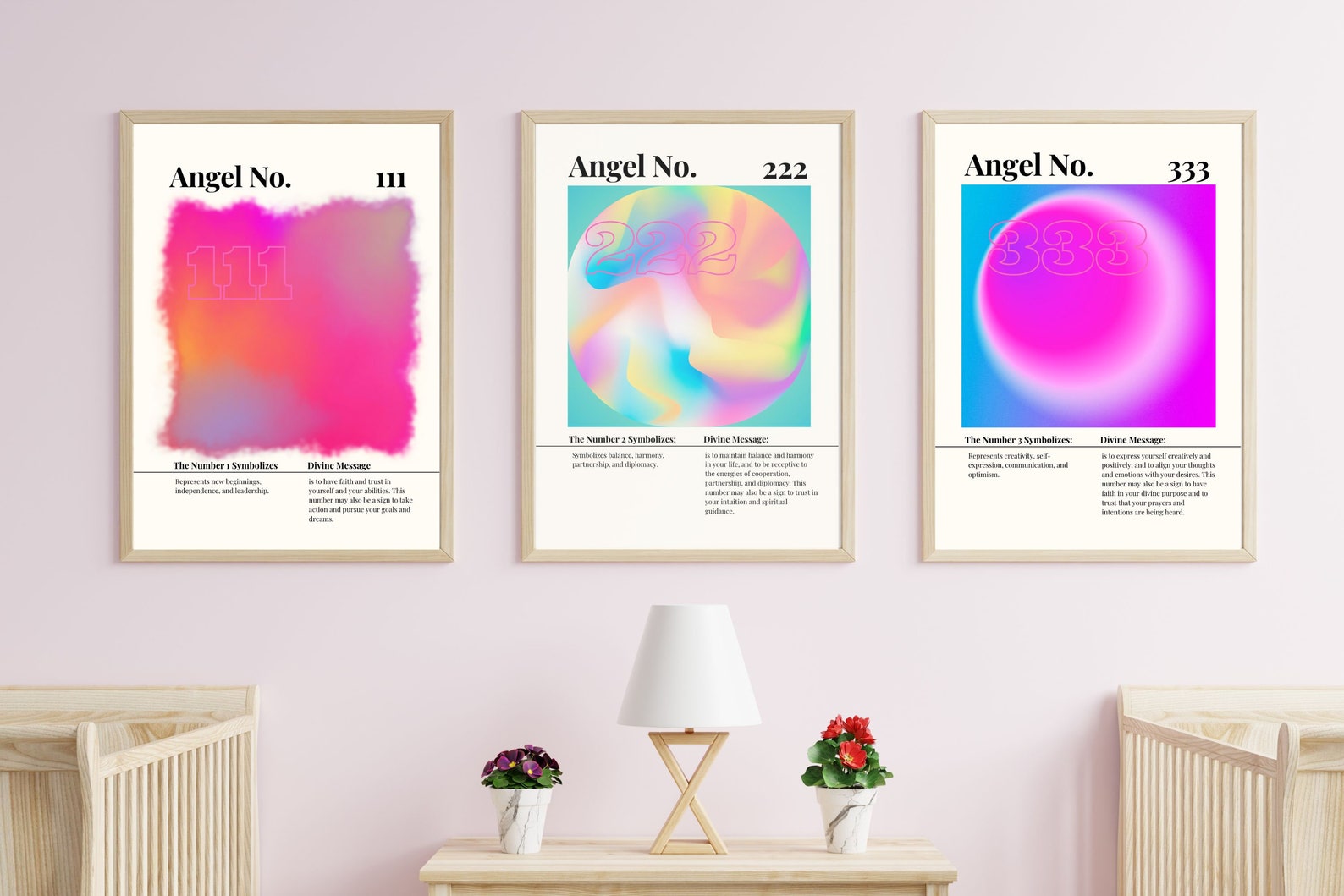 Aura Poster SET OF 3 Abstract Angel Number Print Set, Spiritual Wall ...