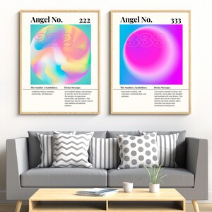 Aura Poster SET OF 3 Abstract Angel Number Print Set, Spiritual Wall ...
