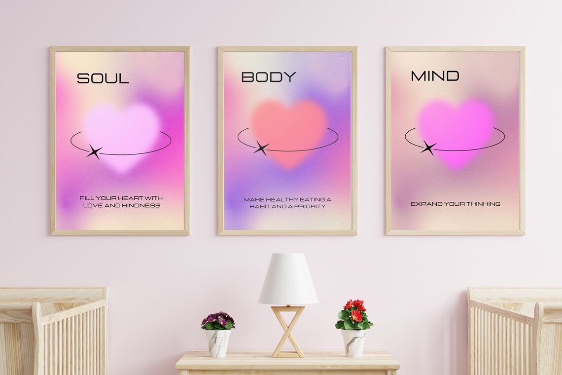 AURA Poster Set of 3, PRINTABLE Wall Art, Spiritual Wall Art, Aura ...