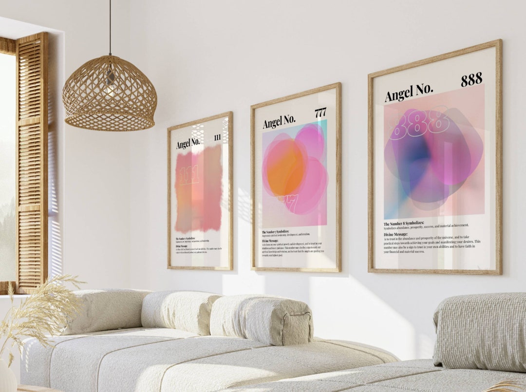 Aura Poster Gradient Angel Number Poster Set of 3 Affirm Print, Trendy ...