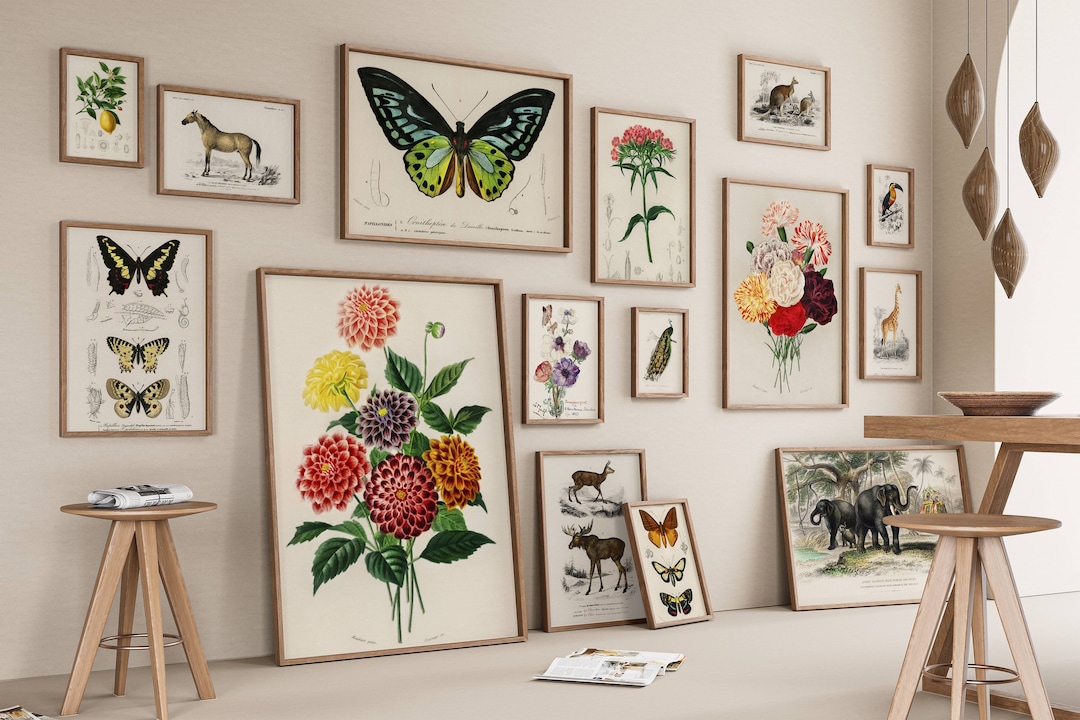 Vintage-inspired Nature Posters, Gallery Wall Art SET of 15, Classic ...