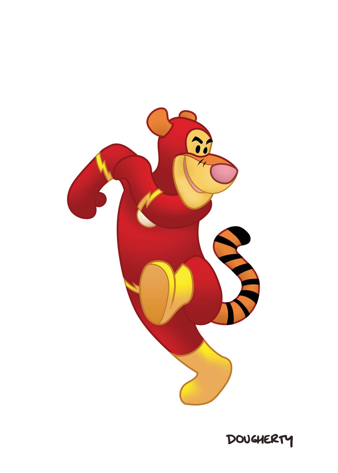 Tigger as the Flash Art Print: Winnie the Pooh Mashup (5x7) - Etsy