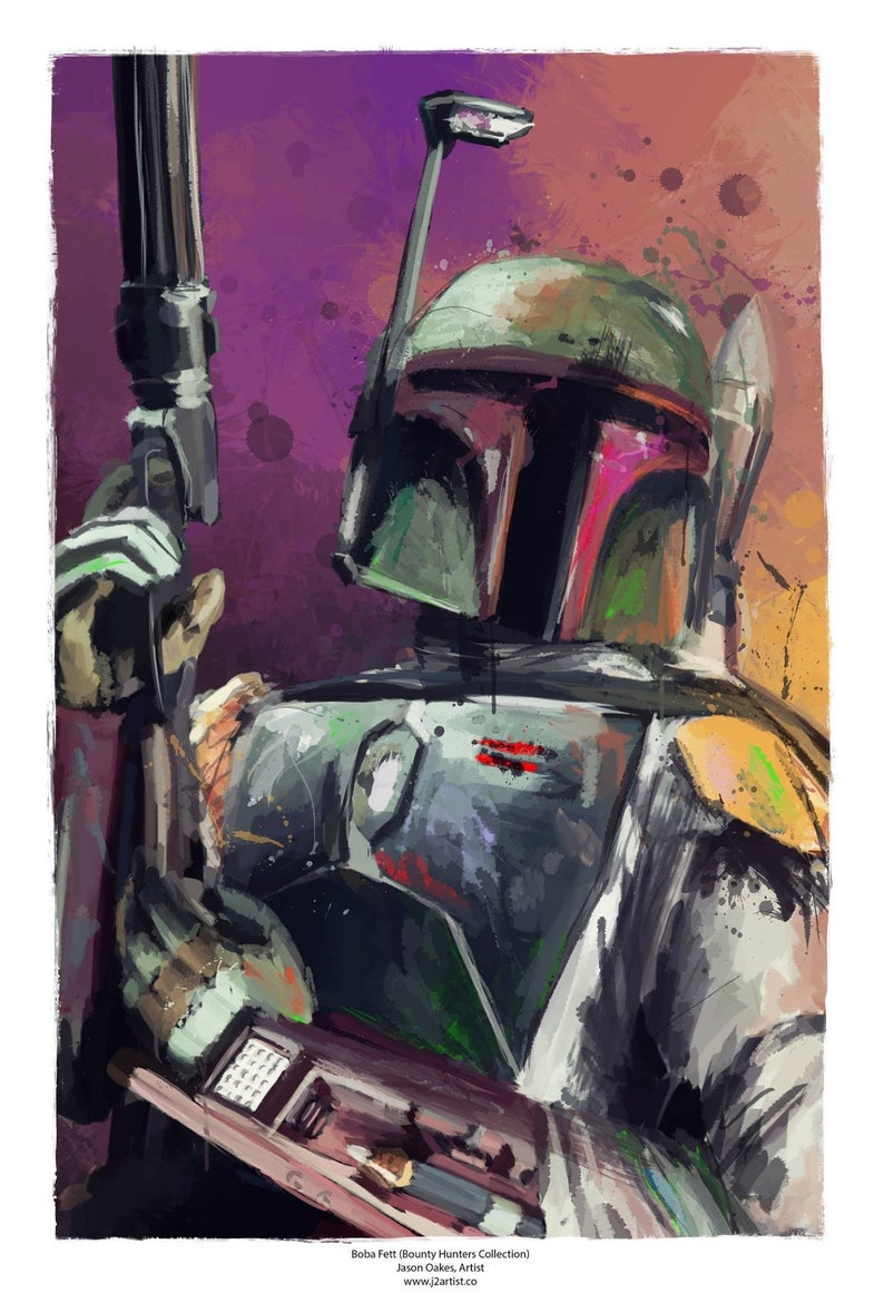 Bounty Hunter Boba WOOD Art Panel 11x17 Abstract Art - Etsy