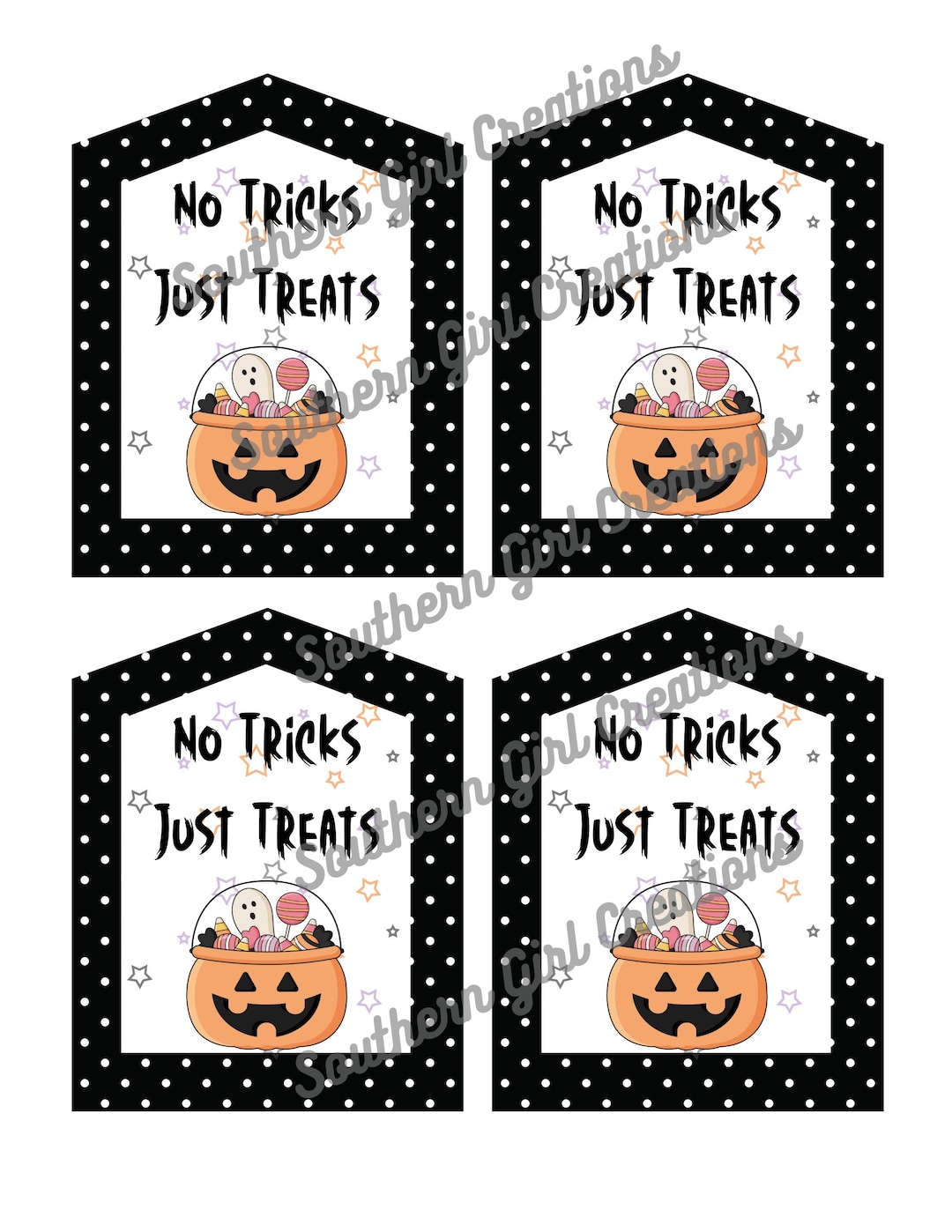 No Tricks Just Treats Halloween Tag – Printable Favor Tag for Halloween ...