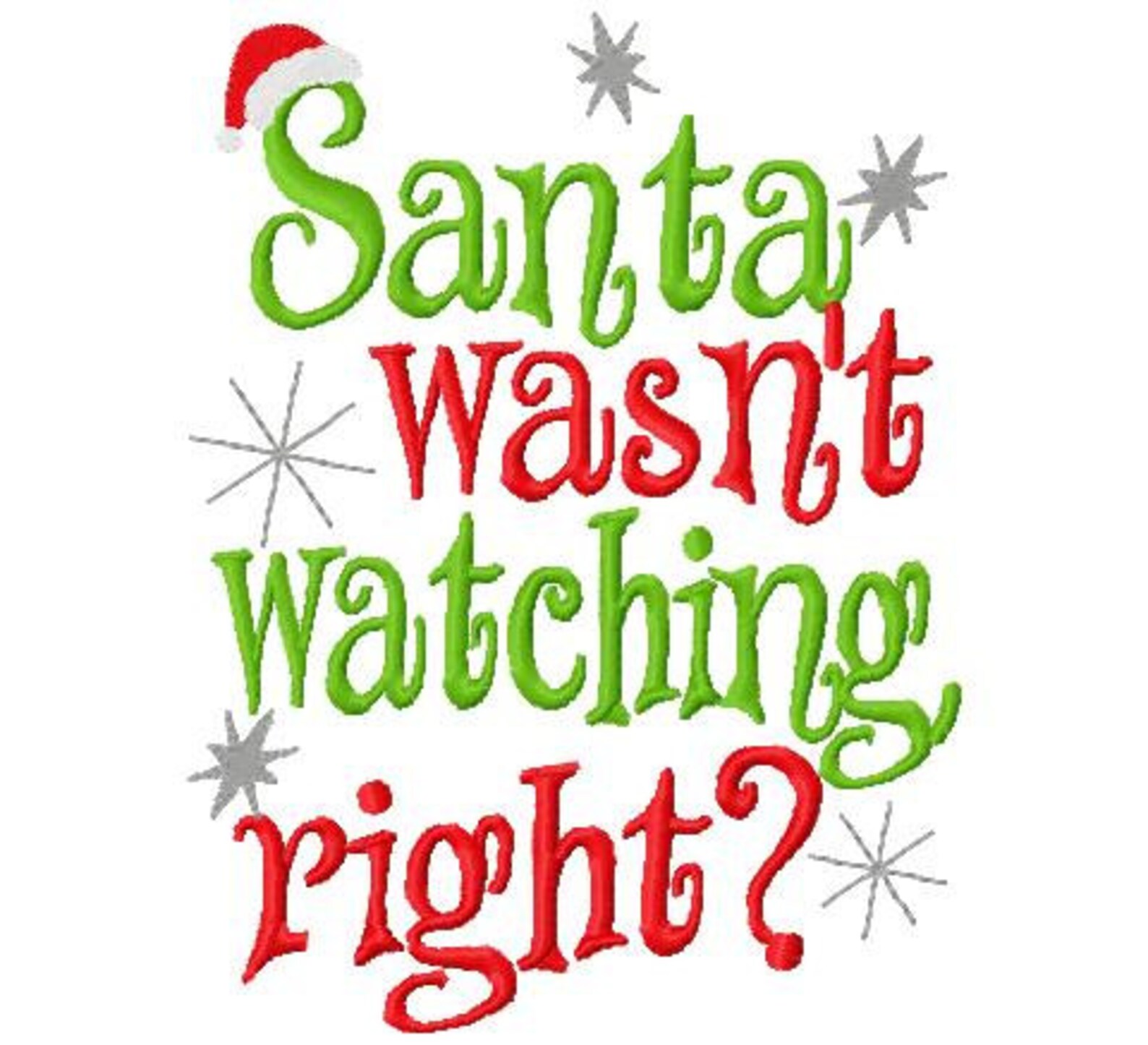 Christmas Embroidery Design Santa Wasn't Watching, Right? Embroidery ...