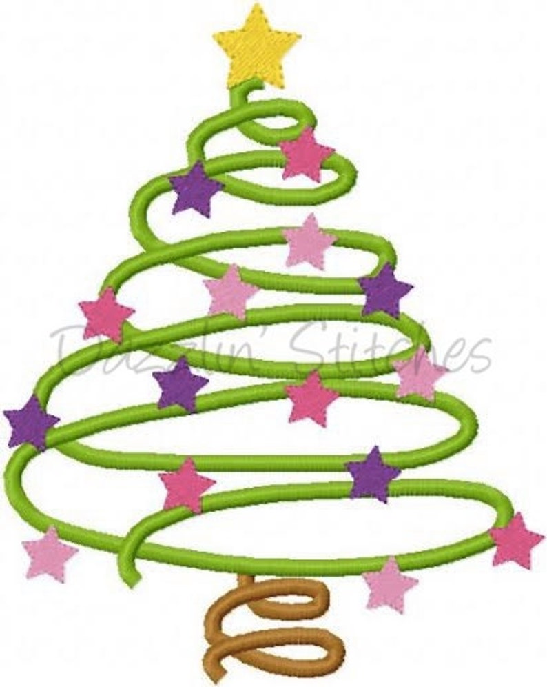 Christmas Embroidery Design Swirl Christmas Tree Digital - Etsy