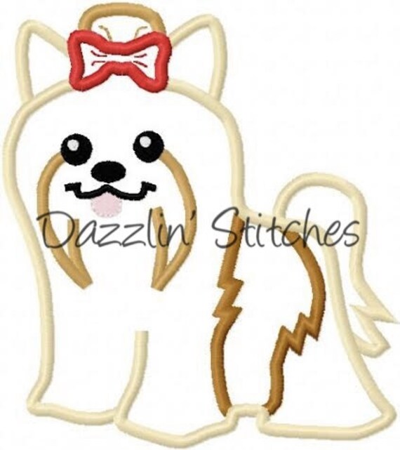 Yorkie Embroidery Design Applique Design Digital Instant | Etsy