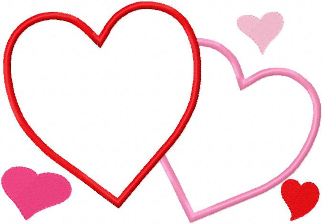 Valentine's Day Double Appliqued Hearts With Filled Hearts Embroidery ...