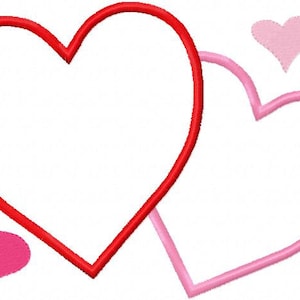 Valentine's Day Double Appliqued Hearts With Filled Hearts Embroidery ...