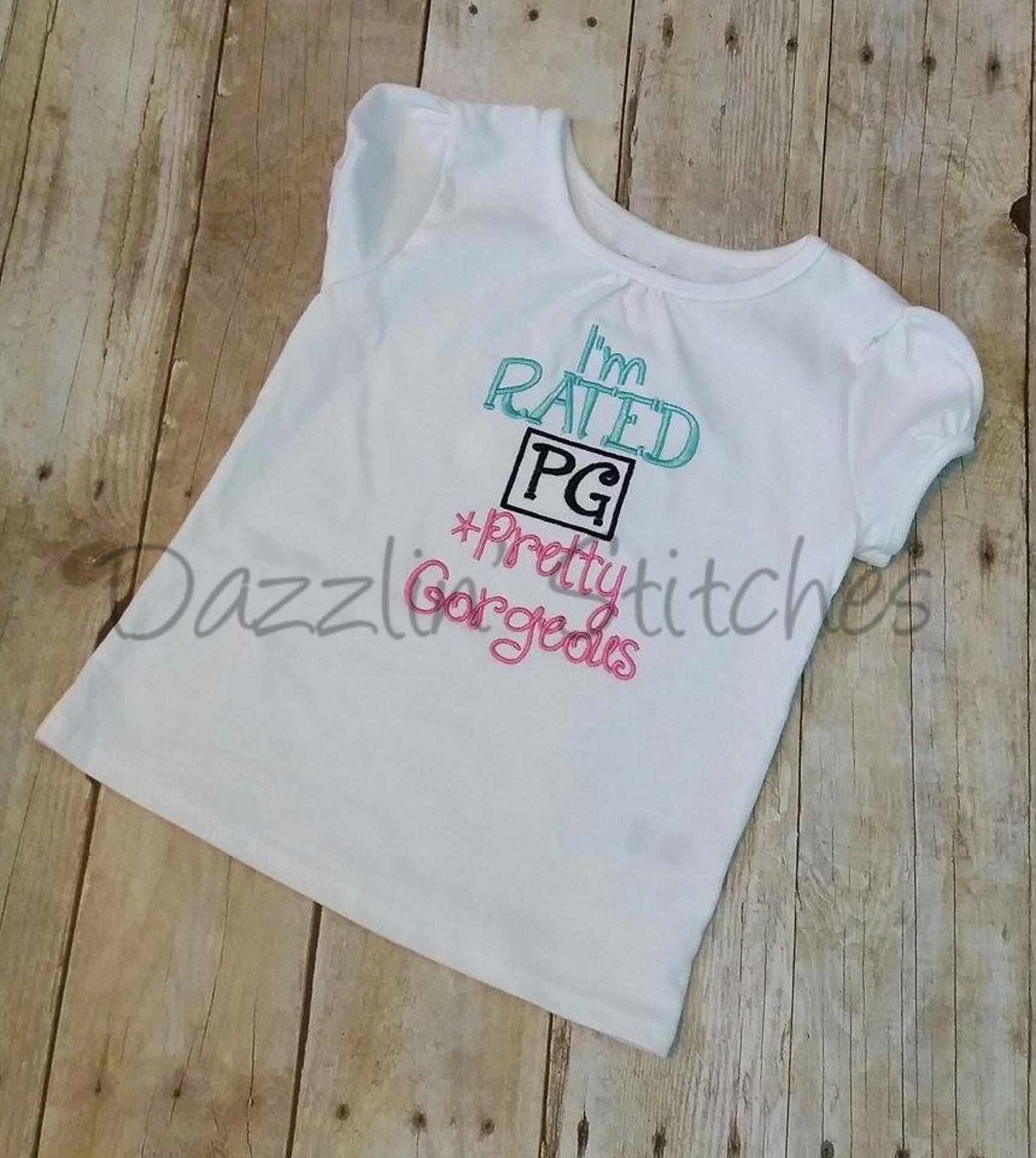 Girlie Girl Embroidery Design I'm Rated PG Pretty Gorgeous - Etsy