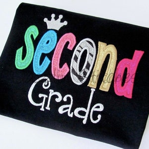School Design Embroidery Applique Design Digital Second Grade Instant ...