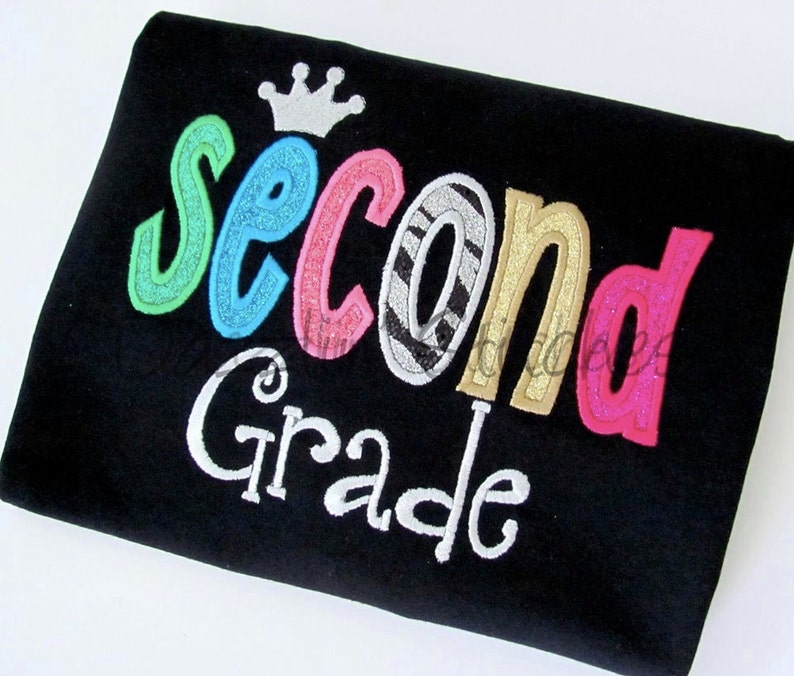School Design Embroidery Applique Design Digital Second Grade - Etsy