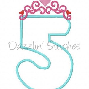 Princess Crown Appliqued Number Set 1-9 Embroidery Design Digital ...