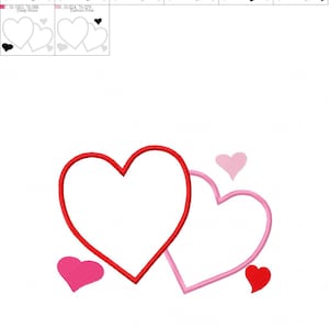 Valentine's Day Double Appliqued Hearts With Filled Hearts Embroidery ...