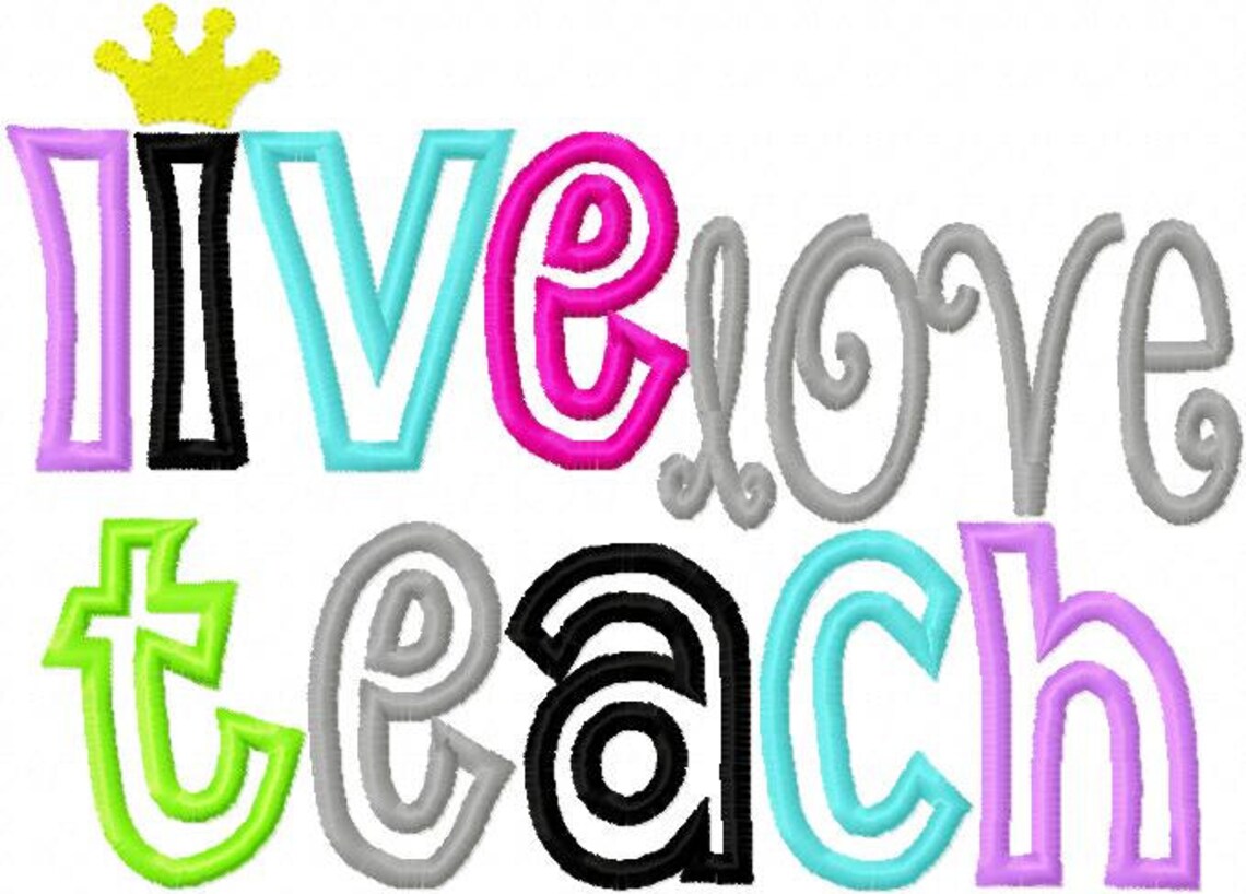 School Teacher Embroidery Applique Design Live Love Teach - Etsy
