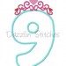 Princess Crown Appliqued Number Set 1-9 Embroidery Design Digital ...