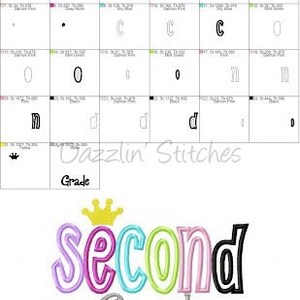 School Design Embroidery Applique Design Digital Second Grade Instant ...