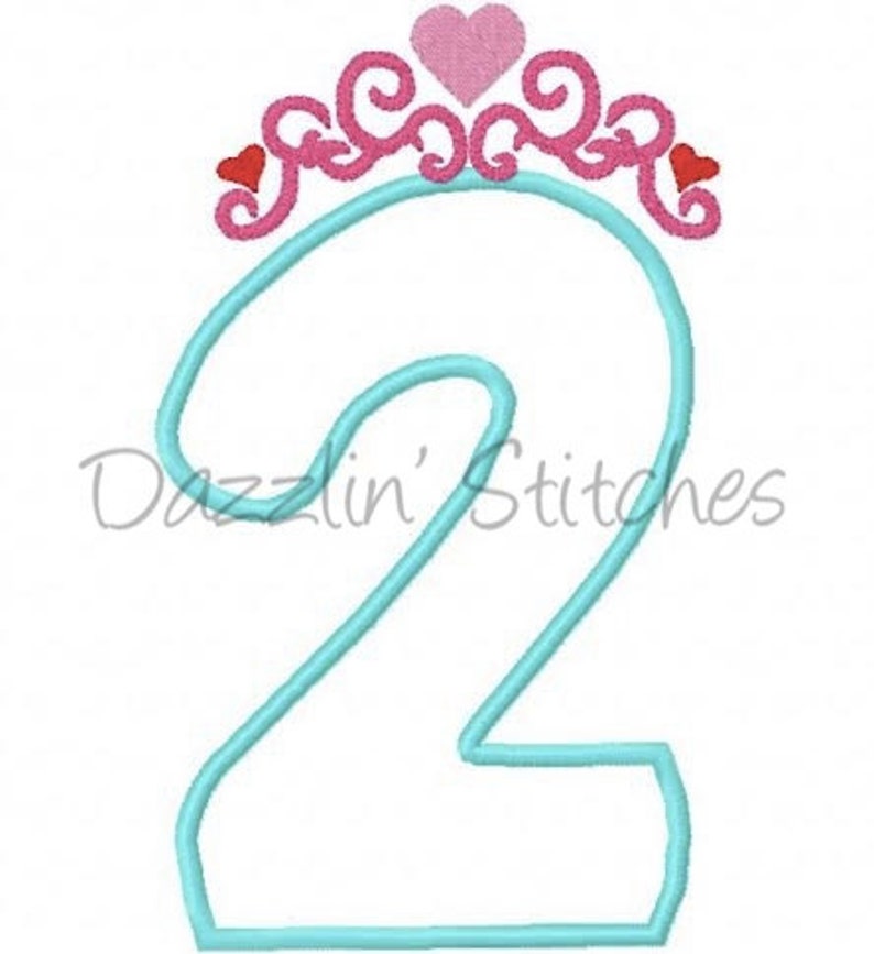 Princess Crown Appliqued Number Set 1-9 Embroidery Design | Etsy