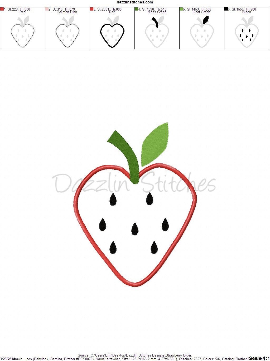 Embroidery Applique Strawberry Design Digital Instant Download - Etsy