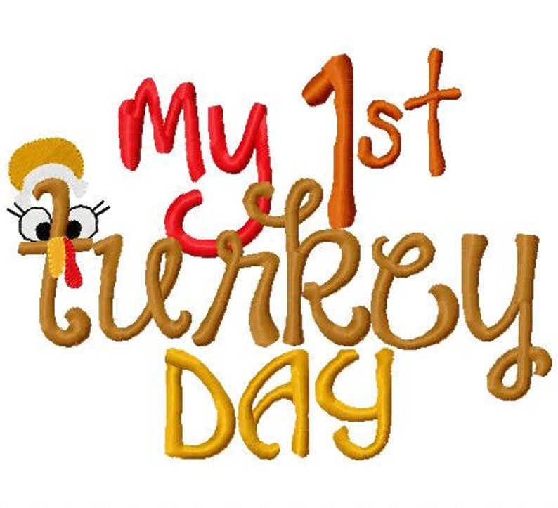 Fall Thanksgiving Embroidery GIRL Design My First Turkey Day - Etsy