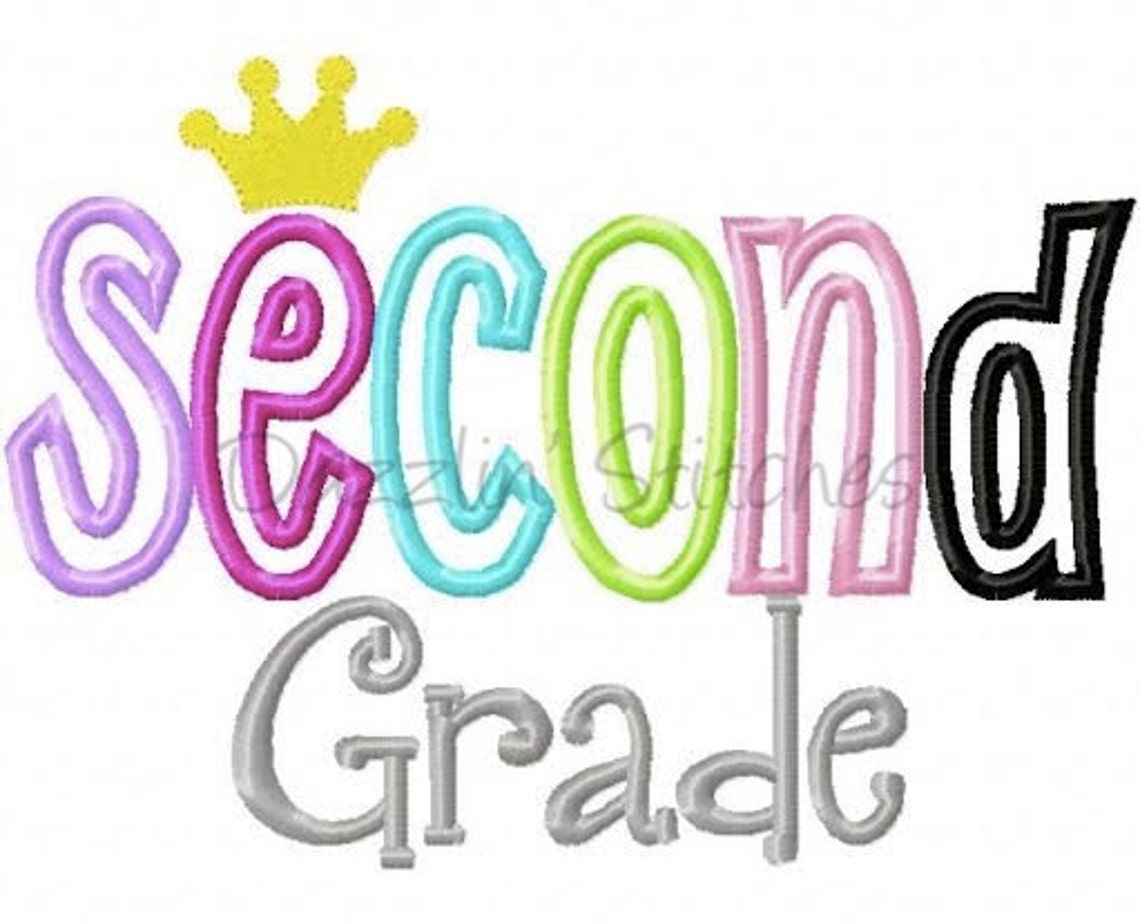 School Design Embroidery Applique Design Digital Second Grade - Etsy