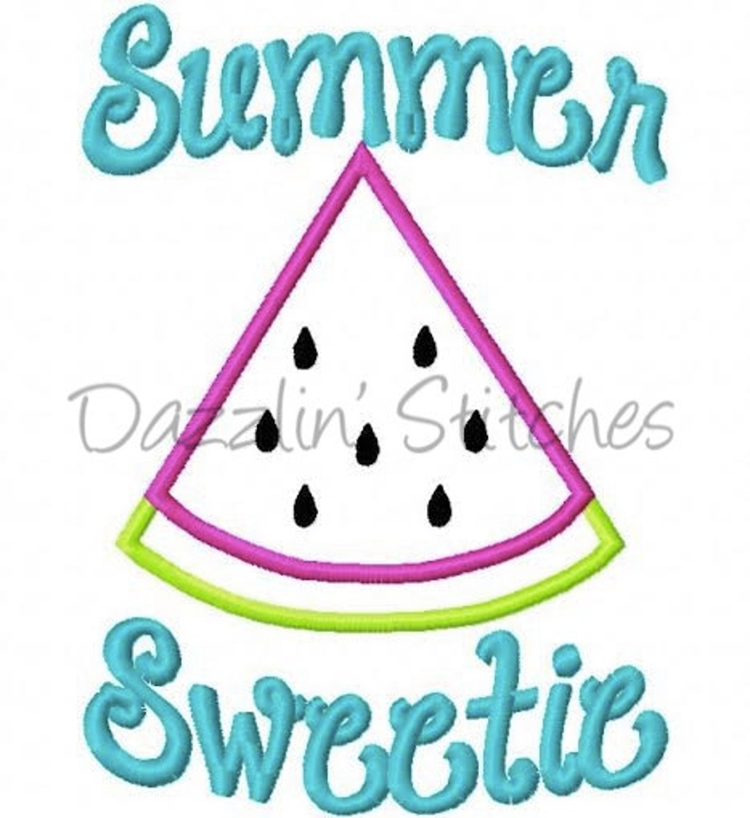 Watermelon Applique Embroidery Design Summer Sweetie Design Heart ...