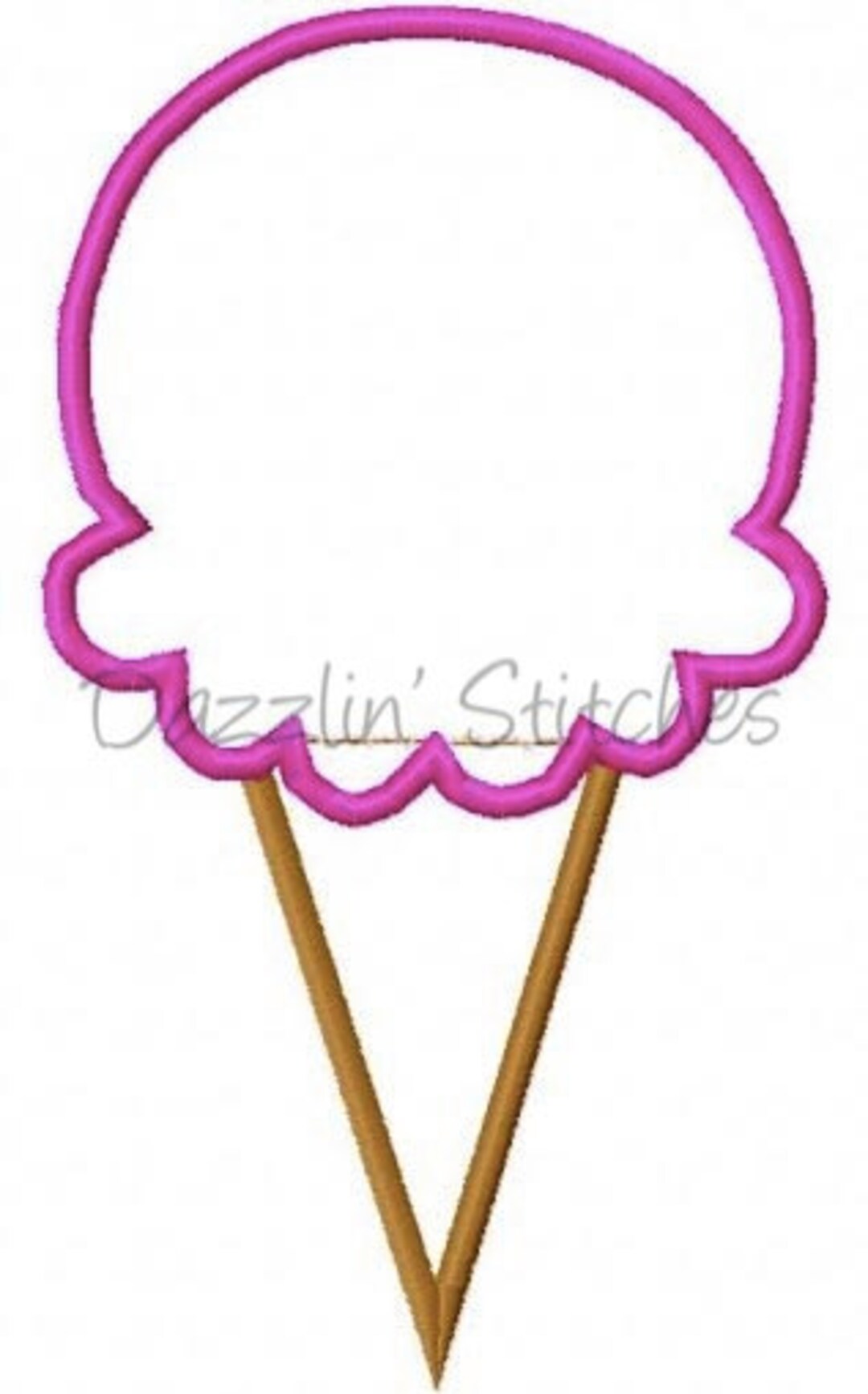 Monogram Ice Cream Cone for Monogram Embroidery Applique Design Digital ...