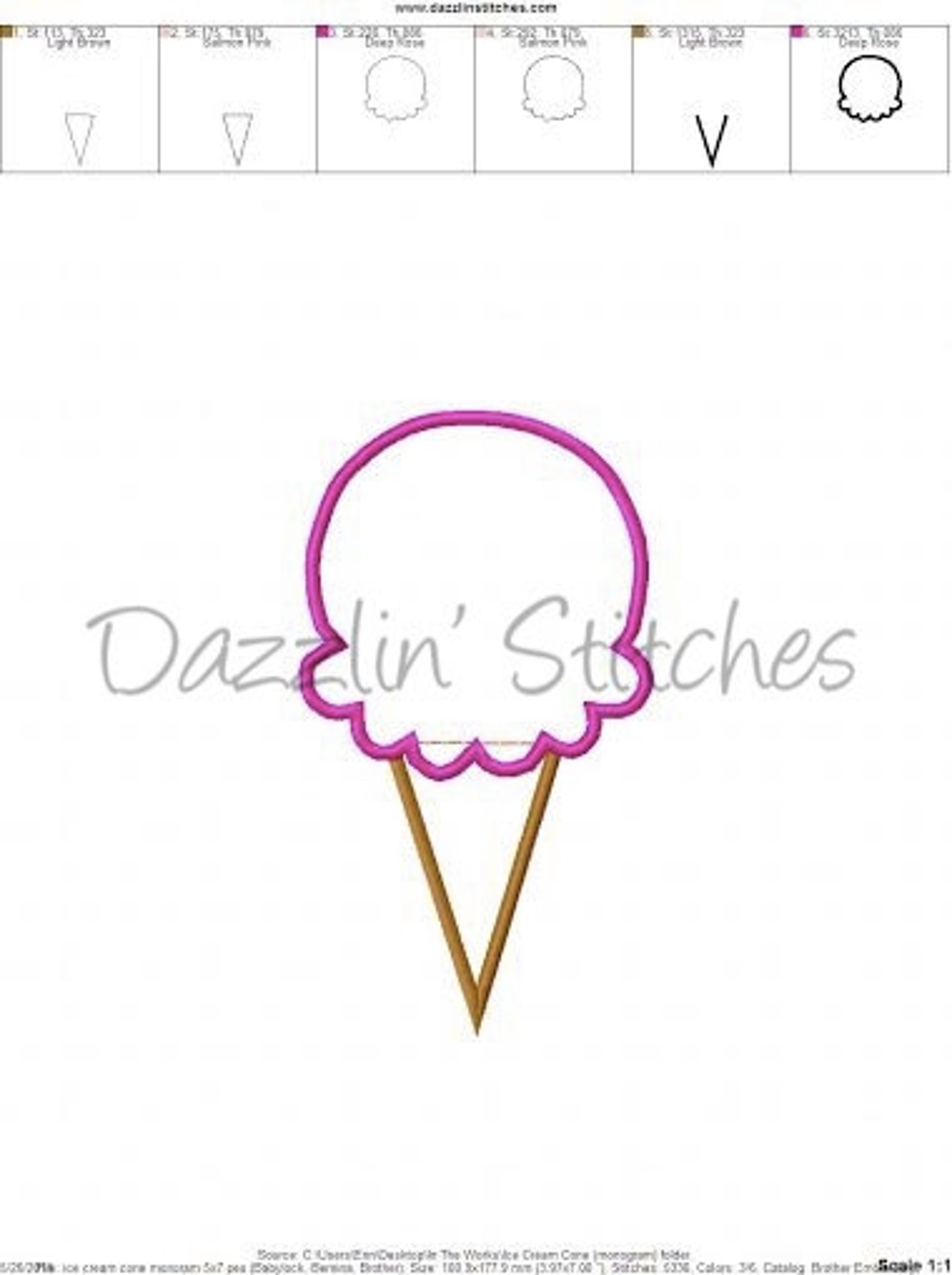 Monogram Ice Cream Cone for Monogram Embroidery Applique - Etsy