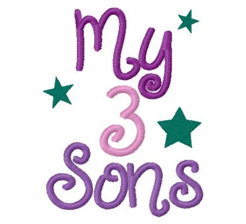 My 3 Sons Embroidery Applique Design Digital Instant Download | Etsy